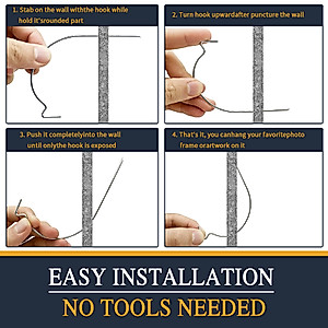 MIHUYAN Picture Hanger Super Hook 20PCS,High-Quality Steel Picture Hanger Hercules Hooks,Used for Drywall, Wood Wall, Plaster Wall, can Hang Photos, Art, Clock, Mirror.