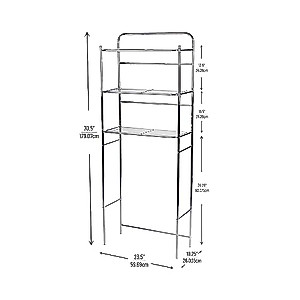 Mind Reader Alloy Collection, 3-Tier Over The Toilet Space Saver Rack, Metal, 23.5" L x 10.25" W x 70.5" H, Silver