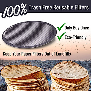 Reusable Filter Set by Slimm Filter - 2 Piece, Stainless Steel Metal - 2x Mesh Metal Filters For AeroPress Coffee & Espresso Maker, with Complimentary Recipe Book - Brew Barista-Grade Coffee At Home