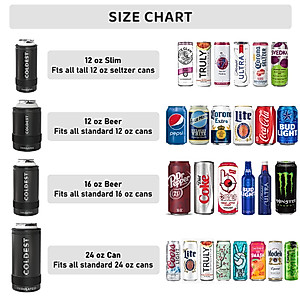 COLDEST Standard Can Cooler for Beer, Soda, Sparkling Water | Vacuum Insulated Stainless Steel Drink Sleeve Holder for 12 oz Regular Cans