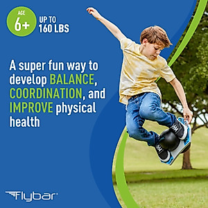 Flybar Pogo Trick Ball for Kids, Trick Bounce Board for Boys and Girls Ages 6+, Up to 160 lbs, Includes Pump, Easy to Carry Handle, Durable Plastic Deck Indoor, Outdoor Toy Pogo Jumper (Blue Camo)