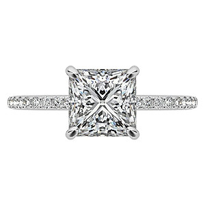 10K Solid White Gold Handmade Engagement Rings 2.5 CT Princess Cut Moissanite Diamond Solitaire Wedding/Bridal Ring Set for Women/Her Propose Ring (10.5)