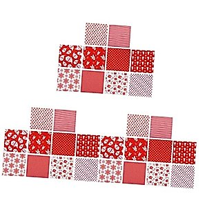 Ciieeo 60 pcs for Xmas Bag Red Bundle Doll Scraps Cloth Patchwork Floral Fat Christmas Wreath Pre-Cut Printed Sewing Supplies Dress Crafting Quarters Quilting Fabrics Multi-Color Craft
