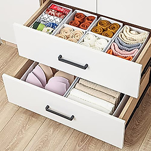 Stero 12 Pack Drawer Organizers for Clothing, Dresser Drawer Organizer Clothes, Fabric Foldable Closet Organizers and Storage Basket Bins for Clothes, Underwear, Bras, Socks (White)
