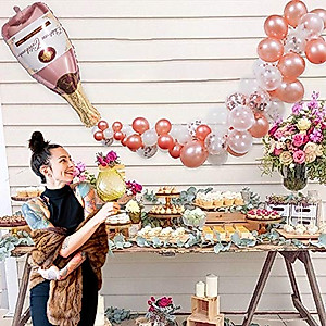 Champagne Bottle Balloon Kit, 40" Champagne Wine Bottle Rose Gold Balloon and 70PCS Balloons Garland Arch Kit Rose Gold Confetti Balloons for Wedding Birthday Bachelorette Bridal Shower Party Decorations