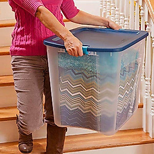 Sterilite® 104 Qt./26 Gal. Latching Storage Bin with Clear Base - True Blue