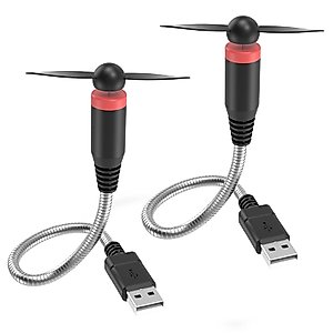 YMHML 2Pack USB Fan, Mini USB Desktop Fan with Flexible Neck, Superstatic Micro High Speed Fan, Super Quiet, Strong Wind, Good Texture Compatible for Desktop PC Computer Laptop Notebook Tablet, Summer Accessories (Black)
