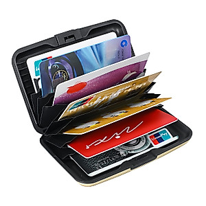 ELFISH Mini RFID Aluminum Wallet Credit Cards Holder Business Card Case Metal ID Case for Men Women（Beach