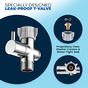 All Metal Handheld Bidet Sprayer for Toilet – Chrome – Handheld Bidet Attachment for Toilet with 59” Hose & Leak-Proof T-Valve - Muslim Shower for Toilet - Jet Spray for Toilet