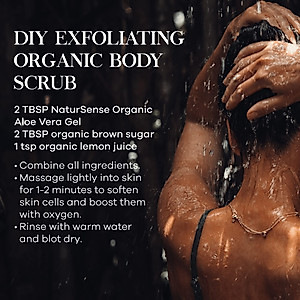 NTRSNS NaturSense Organic Aloe Vera Gel from 100% Pure Aloe. Great for Hair, Scalp, Face, Dry Skin, Acne, Winter Skin, Sunburn, Sensitive Skin. Unscented, USDA Certified, 12 oz.