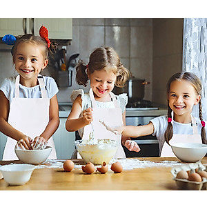 MissOwl 8 Pcs Waterproof Kids Apron with Pockets Chef Artists Child Bib Cooking Baking Painting for Boys and Girls White