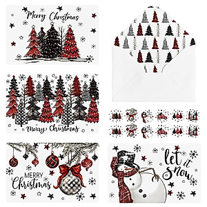 Artoid Mode 36 Pack Merry Christmas Thank You Cards Snowman Xmas Ball Tree Greeting Cards Gift With Envelope Sticker Blank Note Cards for Birthday Wedding Baby Shower Bridal Shower, 4 x 6 Inch