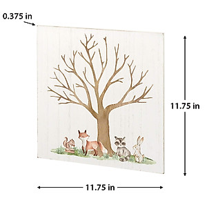 Lillian Rose Woodland Baby Shower Guest Book Alternative with Ink Pad, Cream, 11.75 x 11.75 x 0.375"