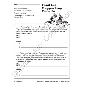 Evan-Moor Writing Fabulous Sentences & Paragraphs, Grades 4-6, Homeschool & Classroom Workbook, Activities, Main Ideas, Topic Sentences, Figurative Language, Descriptive Details, Writing Skills