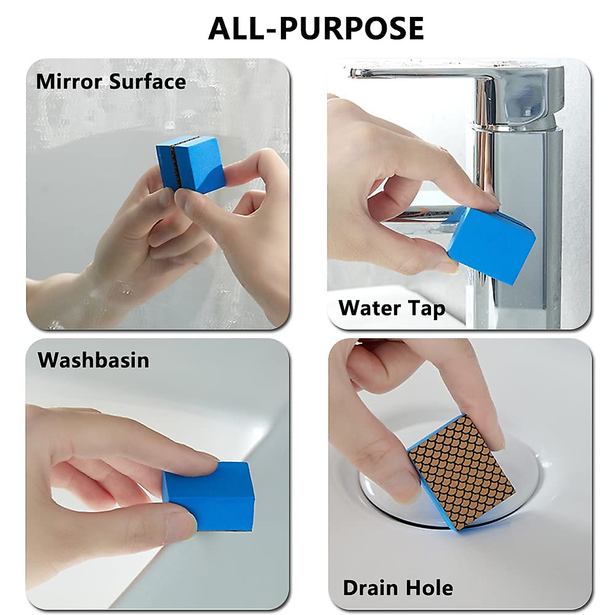 Magic Eraser Sponge for Cleaning Mirror Glass Metal Water Stains,Diamond Mr Clean Magic Erasers for Bathroom Kitchen Dishes Metal Faucets Tub(2 Pack)