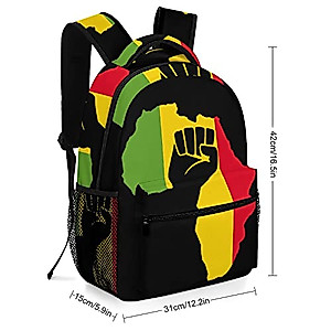 Africa Black Power Fist Map Book Bag Laptop Backpacks Travel Daypacks Unisex College Bookbags