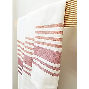 IPPINKA Senshu Japanese Towel, Ultra Soft, Quick-Drying, Two-Tone End Stripes, Red (Hand Towel)
