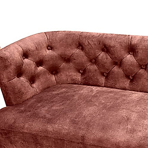 HULALA HOME Mid-Century Velvet Loveseat Sofa Upholstered Tufted Button, Love Seats 2 Seater Sofa Cushions Small Couch with Tapered Legs for Living Room, Bedroom and Apartment/RED