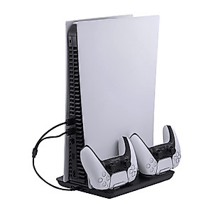 Wigearss Charging Cooling Stand for PS5 Charging Dock with 3 Speed Levels Cooling System for PS5 UHD and Digital Edition Consoles and Controllers - Black