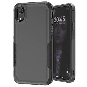 MAXCURY Black Case Designed for iPhone XR Phone, Slim Full Body Protection 2 in 1 Heavy Duty Shock Absorption Case Cover for iPhone XR 6.1 inch Not Built in Screen Protector (Black)