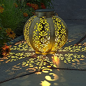 Hanging Solar Lantern Lights Outdoor Waterproof Retro Metal Solar Garden Lanterns Decorations Women Birthday Mother's Day Gifts for Table Patio Yard Lawn