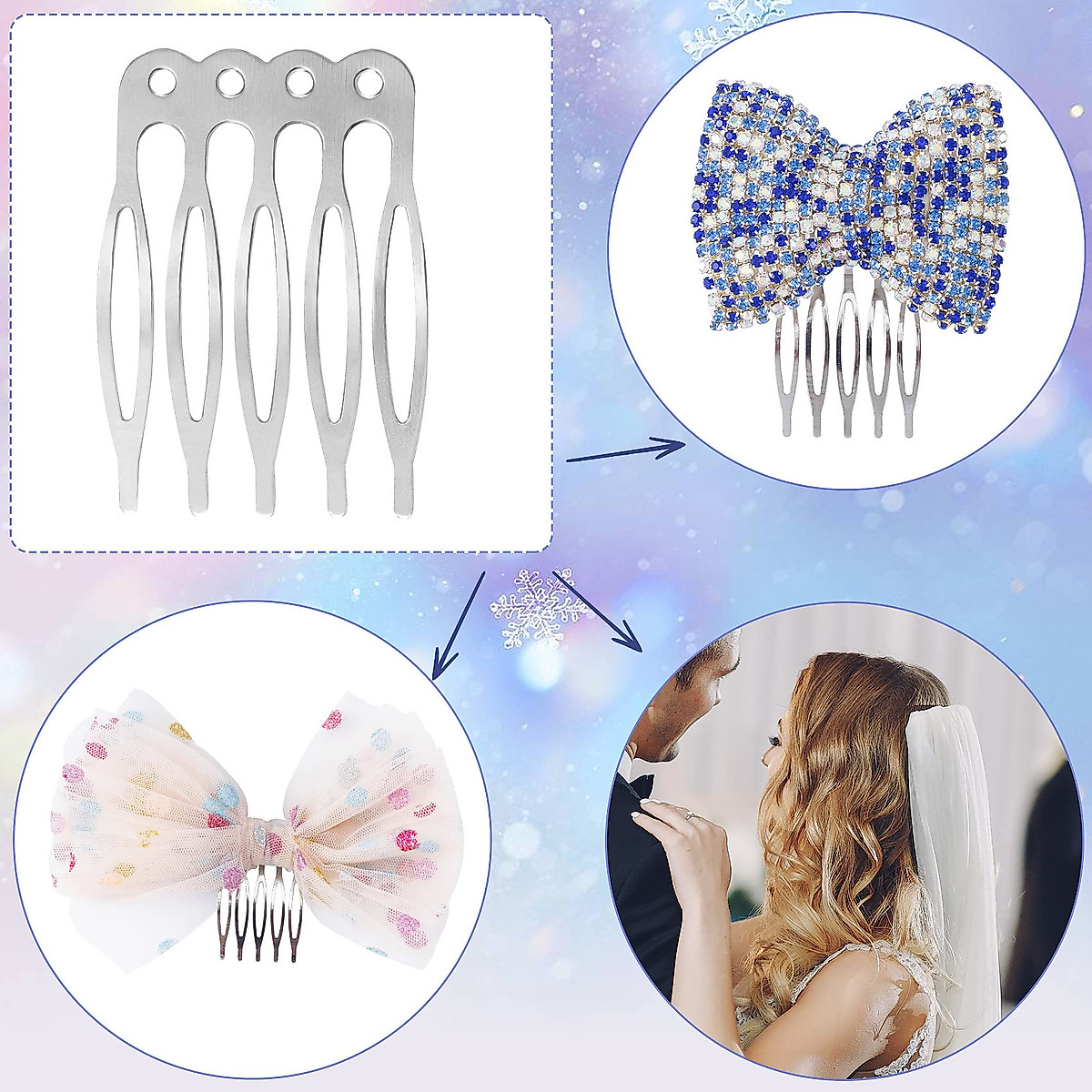 ANCIRS 75 Pack Hair Side Combs for Women, Metal Combs for Securing Headband Veils, 5 French Teeth Bridal Wedding Comb for Girls Hair Accessories - White