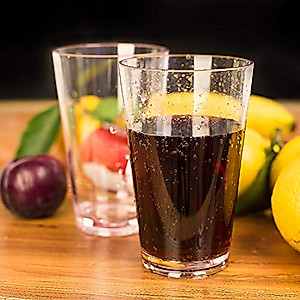 AOYITE 18-ounce Plastic Tumblers Water Juice Cups Dishwasher Safe BPA-free Clear Set of 6 Premium Quality Drinking Glasses