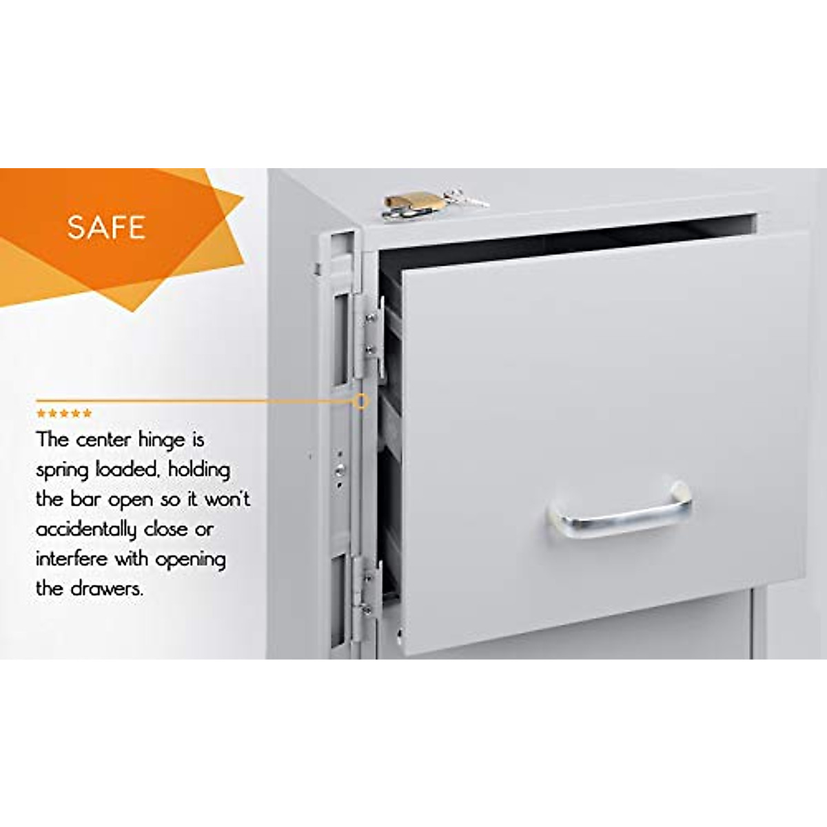 Guardianite File Cabinet Locking Bar. Fits 2 Drawer File Cabinets. Includes Cobalt Drill Bit. (Gray)