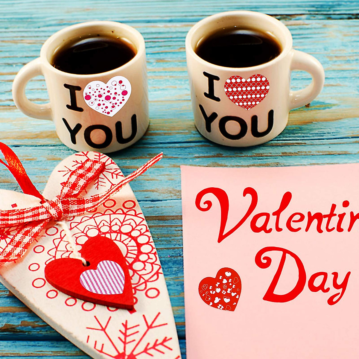 Konsait 500 Pieces Valentine’s Day Heart Stickers, Red Heart Happy Valentines Day Roll Stickers, Sweet Love Decoration Stickers for Valentine’s Day Wedding Gifts Scrapbooking Cards Envelopes