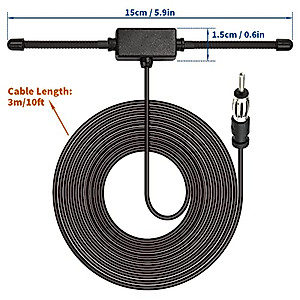 Bingfu Universal Car Stereo AM FM Dipole Antenna,Hidden Adhesive Mount AM FM Radio Antenna for Vehicle Car Truck SUV Radio Stereo Head Unit Receiver Tuner,10 feet Cable DIN Plug Connector