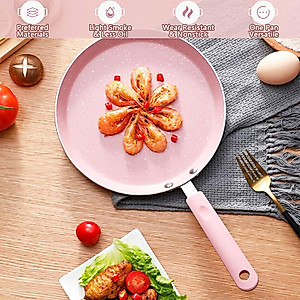 JUSTUP Nonstick Frying Pan Set，3 Piece Pots and Pans Set Nonstick，Pink Kitchen Cookware Sets with Non Stick Pan Coating,10 Inch,8 Inch and 6 Inch Non Stick Cooking Set Suitable for All Stoves (Pink)
