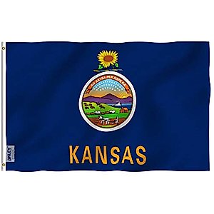 ANLEY Fly Breeze 3x5 Foot Kansas State Flag - Vivid Color and Fade Proof - Canvas Header and Double Stitched - Kansas KS Flags Polyester with Brass Grommets 3 X 5 Ft