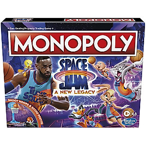 Monopoly: Space Jam A New Legacy Edition Family Board Game, Strategy Game, Kids Ages 8 and Up, Lebron James Space Jam Game, Shoot Hoops