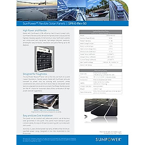 ExpertPower 50W Flexible Solar Panel| High-Efficiency Module with Monocrystalline Maxeon Solar Cells for RV, Boat, Camping and Generator Charging Applications