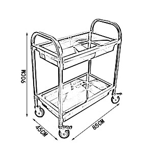 YGCBL Multifunction Serving Portable Hand Trucks,Cart Service Outdoor Restaurant Steel Handle Pushbar Steel Nail Reinforcement Heavy Gauge Stainless Steel, 3 Sizes,Kitchen,Gray,85X45X90Cm