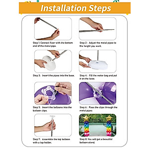 RUBFAC Balloon Stand Kit, 2 Sets of Adjustable Height (Max 6.6ft) Balloon Column Kit for Floor with Telescopic Pillar for Baby Shower Birthday Party Graduation Wedding Valentine's Day Decorations