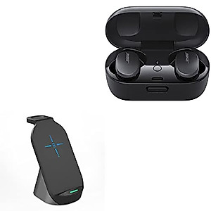 BoxWave Charger Compatible with Bose QuietComfort Earbuds (Charger by BoxWave) - Compact Wireless MultiCharge Stand (10W), Wireless Qi Stand Charger Watch Earbuds - Jet Black