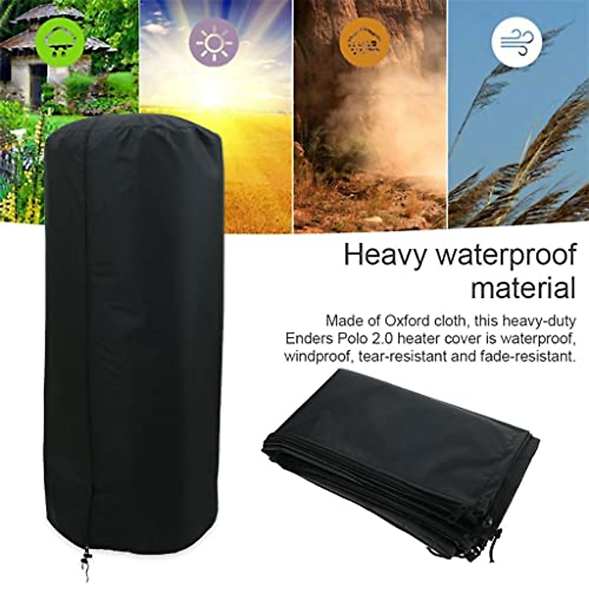 YLYAJY Garden Gas Heater Cover Waterproof Outdoor Furniture Patio Dustproof Protective Cover Oxford Cloth with Zipper