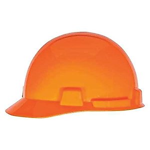 MSA 10074070 SmoothDome Cap Style Safety Hard Hat with Fas-Trac III Ratchet Suspension | Polyethylene Shell, Superior Impact Protection, Self Adjusting Crown Straps - Standard Size in Orange