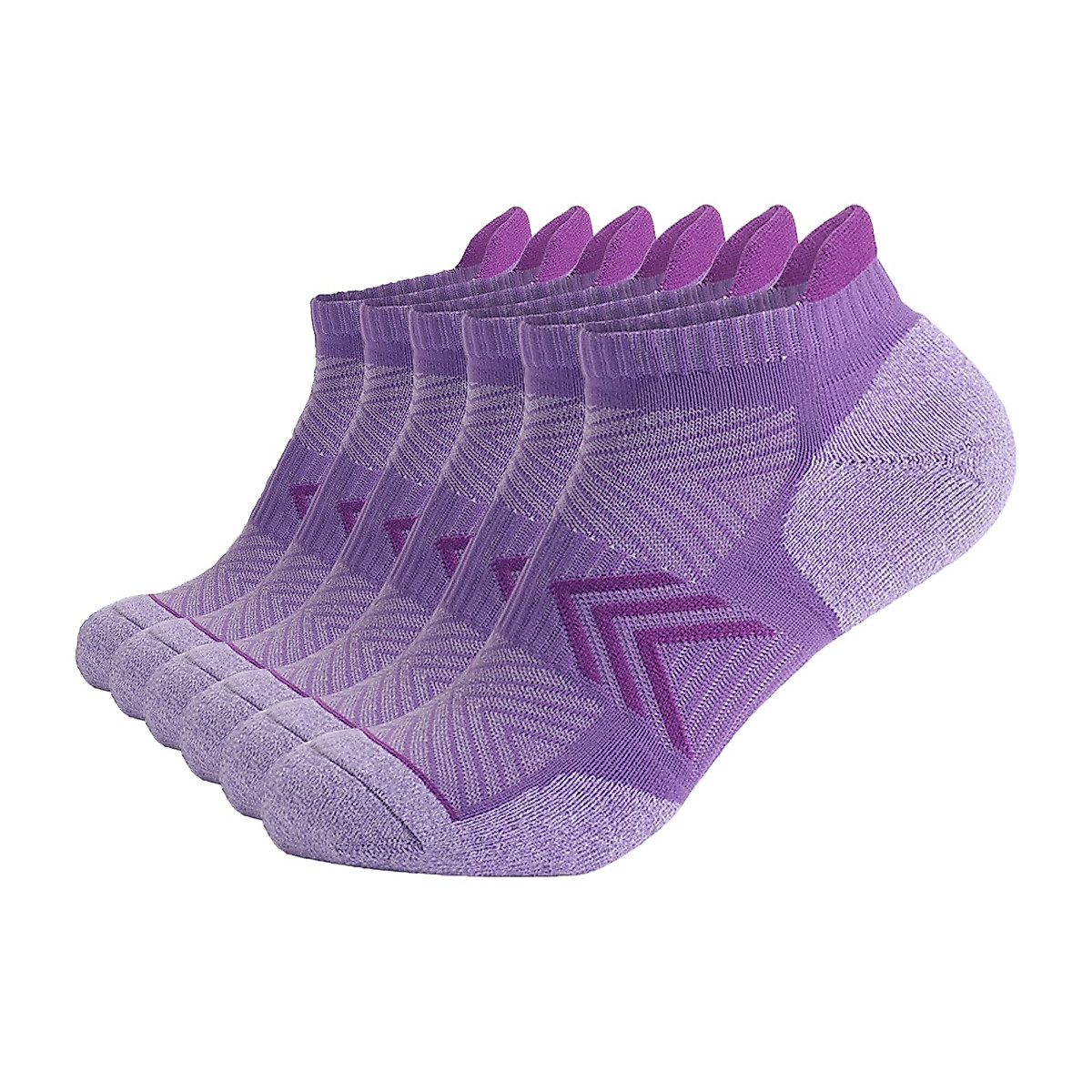 ADILAIDUN 6/12 Pairs Women Ankle Socks Athletic Running Low Cut Thick Cushion Padded Compression Socks 5-12 Size (Purple-6 Pairs)