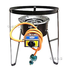 Comal Concave Stainless Steel 22" Set w/Propane Burner & Heavy Duty Stand M. D. S. Cuisine Cookwares