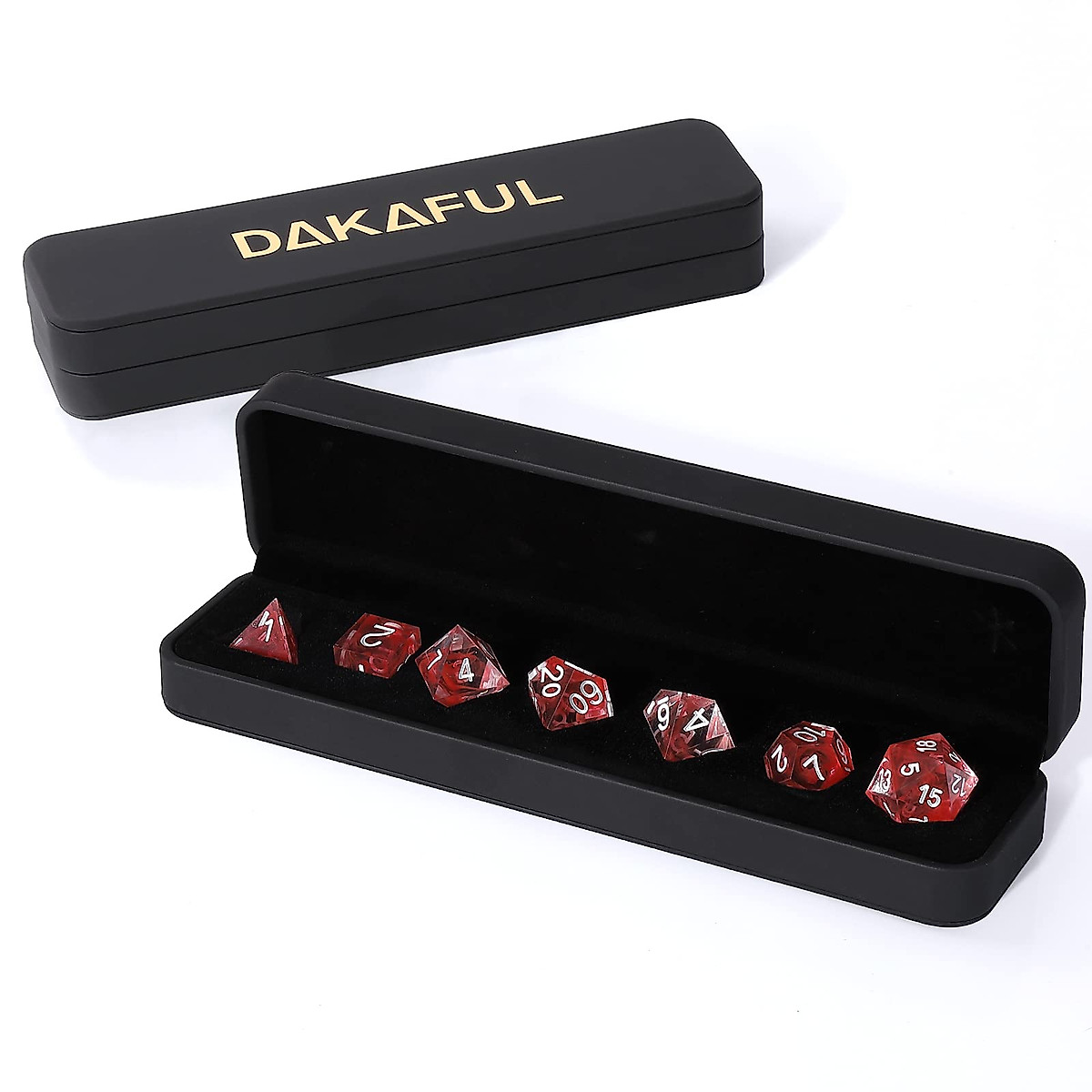 DAKAFUL DND Game Dice-Set Sharp Edges - Dungeons and Dragons Polyhedral Red Dice Set for D＆D RPG MTG Table Games D4 D6 D8 D10 D12 D20