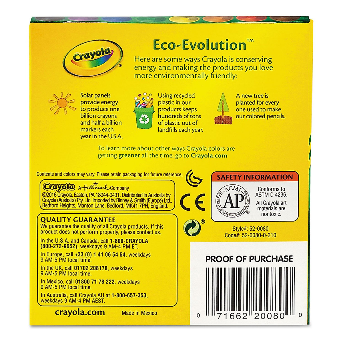 Crayola 520080 Large Crayons, Tuck Box, 8 Colors/Box