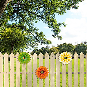 Hotop 3 Pieces Metal Flower Wall Art 3D Daisy Decor Multiple Layer Hanging Rustic Farmhouse Boho Style Decorations for Indoor Outdoor Home Living Room Office Garden (8 inches)