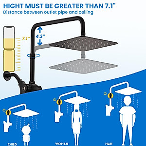 Ryamen Upgraded Dual Shower Heads Combo, 10 inch Filtered Shower Head with Handheld, 3-Way Rain Shower Head with Filters, 7 Settings Handheld Spray, High Pressure, Height Adjustable (Black)