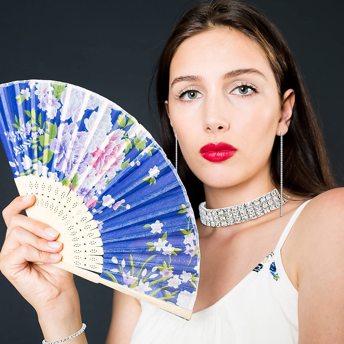 Hicarer 3 Sets Rhinestone Jewelry Set for Women Including Rhinestone Choker Necklace Rhinestone Bracelet Bangle and Earrings for Girl halloween christmas wedding birthday party accessories (Silver)