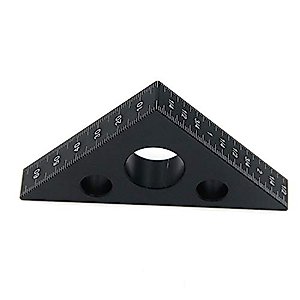 T Tulead Carpenter Square Triangle Ruler Aluminum Alloy Woodworking Ruler 45 Degree Woodworking Square Measurement Tool Black