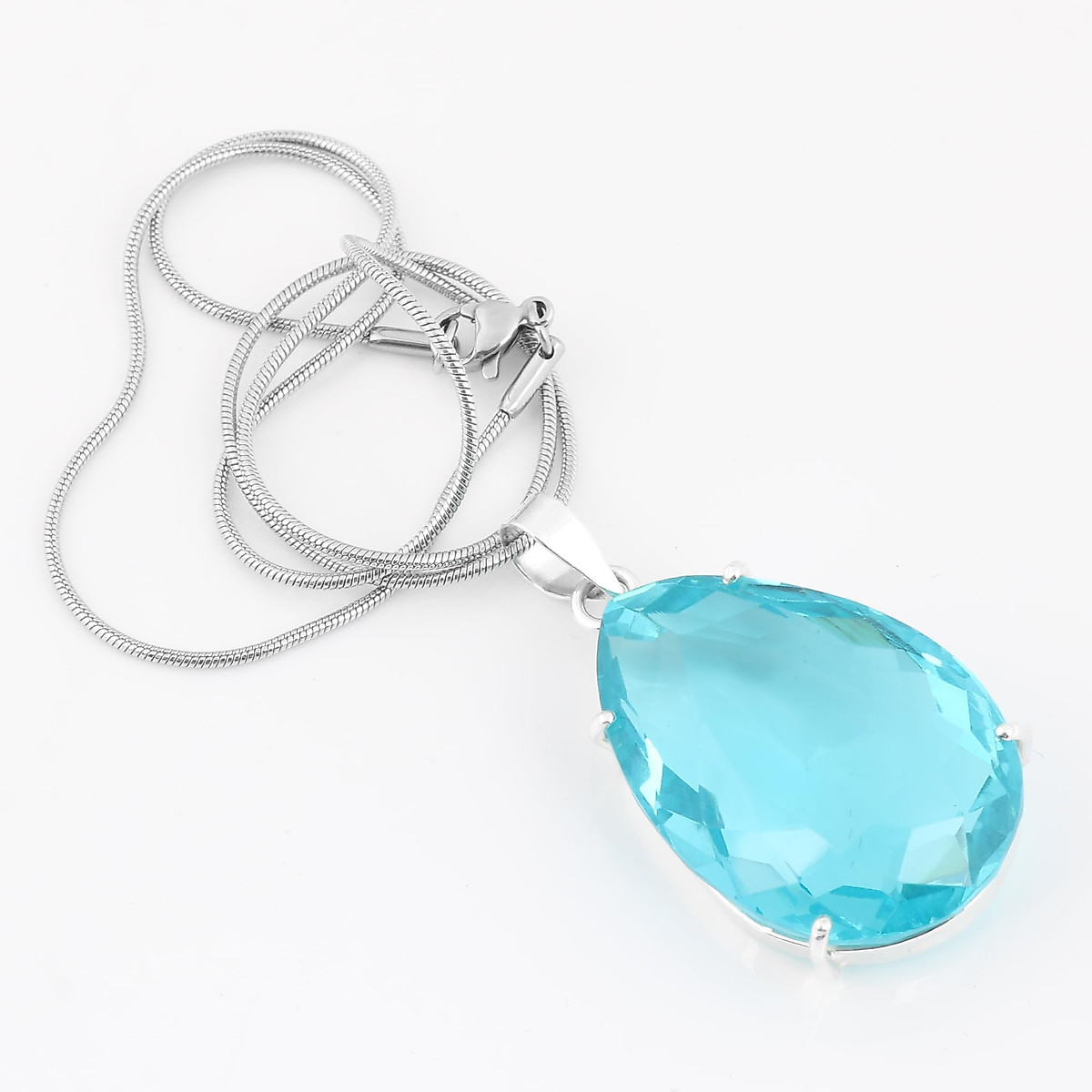 GEMHUB Silver Pendants 97.50 Carat Blue Topaz Pendant Gemstone Necklace Sterling Silver Pendant
