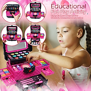 Kids Makeup Kit Toys for Girls - Child Real Makeup Toys for Girls, Washable Make Up for Little Girls, Non ToxicToddlers Pretend Cosmetic Kits,Age 4-12 Year Old Children Gift