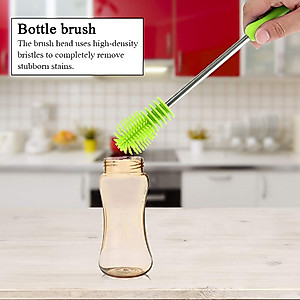 Silicone Bottle Brush, 360 Degree Rotary Silicone Bottle Brush Kitchen Cleaner with Anti Slip Handle for Throughly Stubborn Tea or Coffe, Milk Powder Scale on